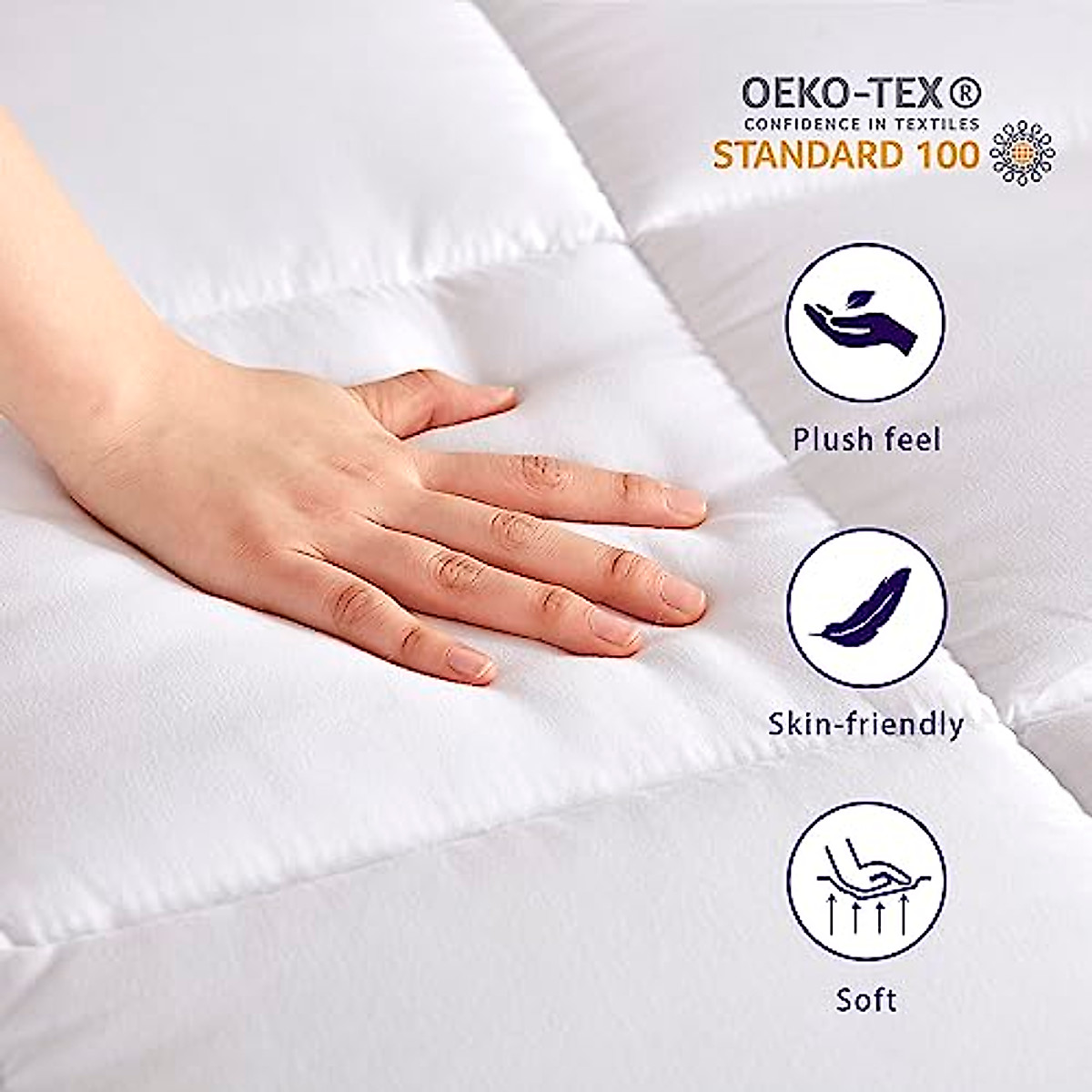 BDEUS Dual Layer 3 Inch Memory Foam Mattress Topper Queen Size, 2 Inch Cooling Gel Memory Foam Plus 1 Inch Down Alternative Quilted Pillow Top Cover,Back Pain Relief