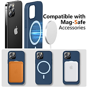 Temdan Liquid Silicone for iPhone 12 Case for iPhone 12 Pro Case with Magsafe,[2*Glass Screen Protector][Soft Anti-Scratch] Shockproof for iPhone 12 Case iPhone 12 Pro Case 6.1 inch-Seablue