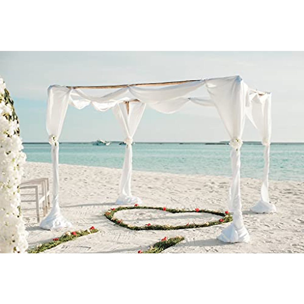 58" Solid Color Chiffon Fabric Rustic Sheer Bridal Wedding Party Decorations Backdrop, White, 5 Yards