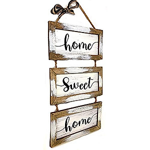 Home Sign For Wall Front Door Indoor Outdoor Country Rustic Primitive Decor Art 20" x 9" (Home Sweet Home)