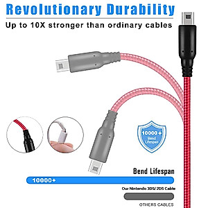 BATSOEASY 2 Pack 5ft 3DS/ 2DS USB Charger Cable, Nylon Braided Power Charging Cord Cable Compatible with Nintendo New 3DS XL/New 3DS/ 3DS XL/ 3DS/ New 2DS XL/New 2DS/ 2DS XL/ 2DS/ DSi/DSi XL