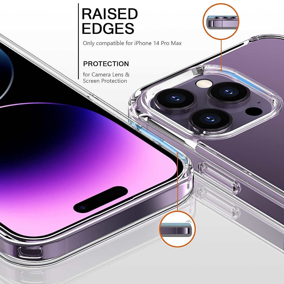 bicol for iPhone 14 Pro Max Case with Clear Fashionable Designs for Women Girls,[with Screen Protector] Slim Fit Shockproof Durable Protective Phone Cover for 6.7 inch,Cute Ghost