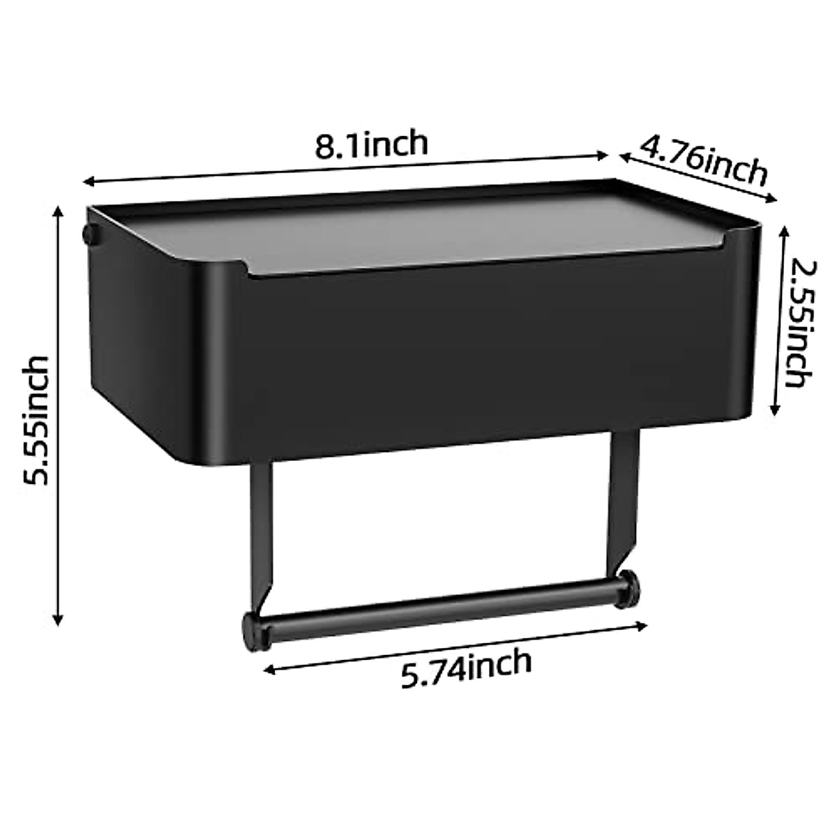 JUYSON Toilet Paper Holder with Shelf, Flushable Wipes Dispenser Fits for Bathroom Wipe Storage, Keep Your Wipes Hidden Out of Sight - SUS304 Stainless Steel Wall Mount Organizer (Matte Black)