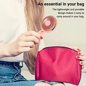 Holiday Mini Handheld Fan, USB Desk Fan Small Personal Portable Hand Fan Table Fan with Rechargeable Battery Operated Cooling Electric Fan 3-6H Working Hours for Travel Office Outdoor