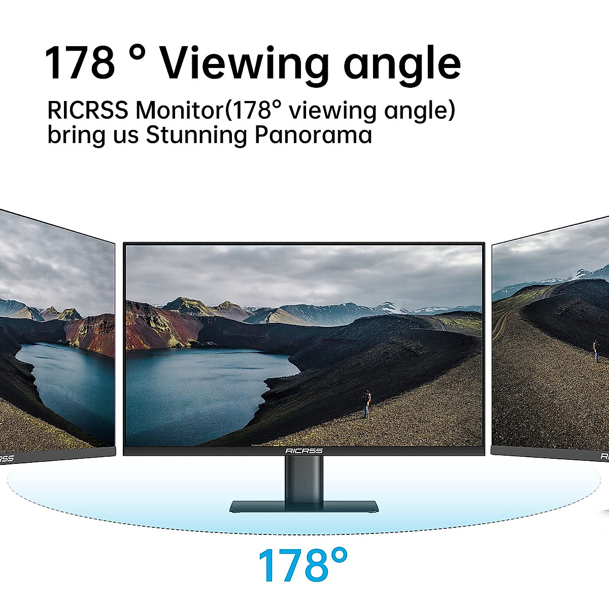 23.8” Monitor, RICRSS 75Hz FHD (1920 x 1080) IPS Computer Monitor with 178° Wide Viewing Angle, Frameless and VESA Mounting, ELED Display-Ergonomic Tilt, Low Blue Light Eye Care Mode (HDMI & VGA Port)