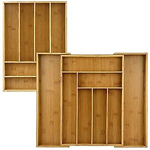 Heim Concept Drawer Organizer Bamboo Cutlery Tray Silverware Organizer/Utensil Holder, Drawer Dividers Organizer for Silverware, Flatware, Knives in Kitchen