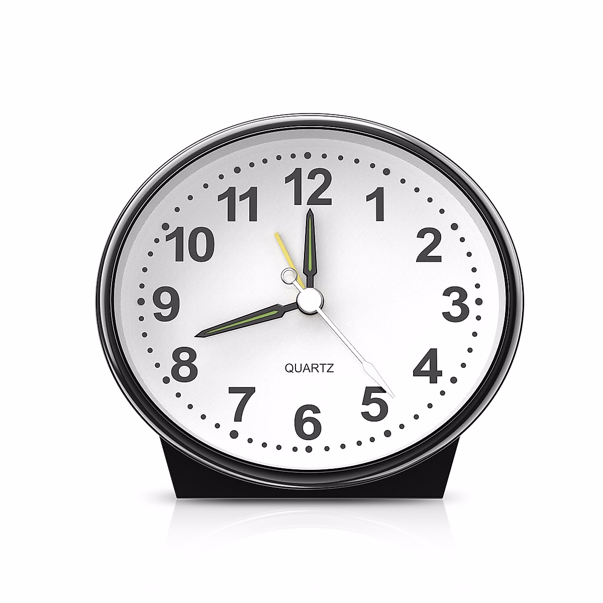 AMIR Analog Alarm Clock Battery Operated, Silent Non Ticking Small Travel Clock, Lighted on Demand & Snooze, Increasing Volume, Loud Clock for Heavy Sleepers, Kids, Elder Bedroom