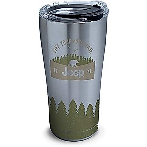 Tervis Jeep Live Your Adventure Triple Walled Insulated Tumbler Travel Cup Keeps Drinks Cold & Hot, 20oz Legacy, Stainless Steel