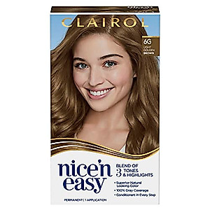 Clairol Nice'n Easy Permanent Hair Dye, 6G Light Golden Brown Hair Color, Pack of 1