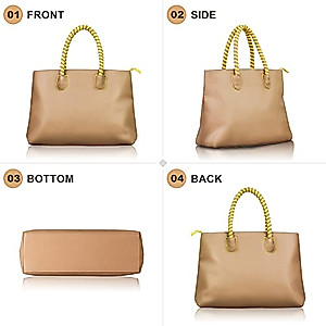 Women's Tote Bag Top Handle Handbag for Women, Large Capacity Special Design Handle with Soft PU Leather