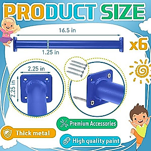 Set of 6 Monkey Bars Ladder Rungs Playground Sets for Backyards Steel Swing Set Accessories Playground Equipment Outdoor Climbing Kits for Children Outdoor Indoor Playroom Supplies (Blue,16.5 Inch)