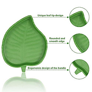 4 Pieces Leaf Reptile Food Water Bowl Plate Dish for Tortoise Corn Snake Crawl Pet Drinking and Eating, 2 Sizes