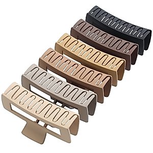 5 Inch XL Hair Clips, Strong Hold Oversized Non-slip Square Clips for Thick Long Curly Hair - 6 Colors, Matte Jumbo Gift Set