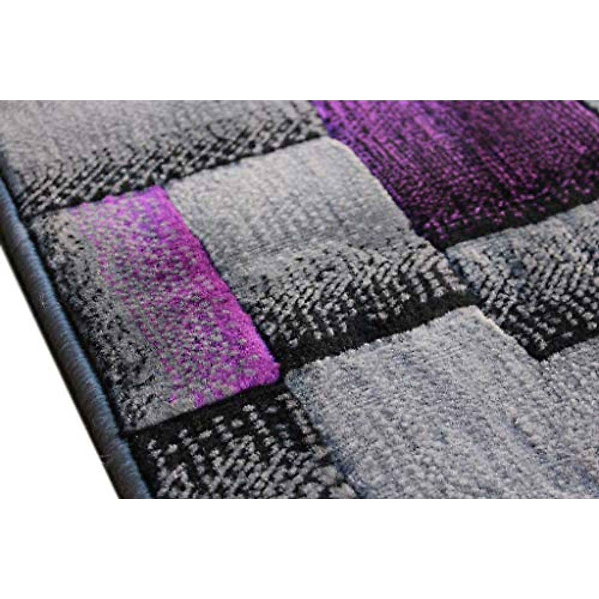 Masada Rugs, Modern Contemporary Area Rug, Purple Grey Black (2 Feet X 3 Feet) Mat
