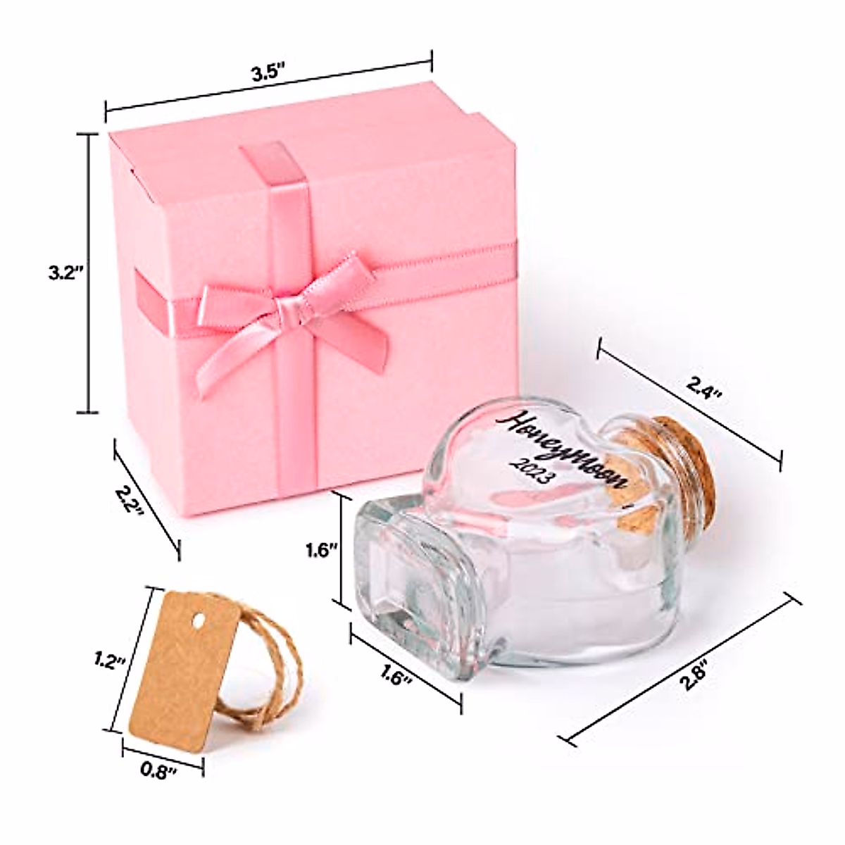 TUNGURIS Honeymoon Sand Keepsake Jar 2023，Bridal Shower Gift, Wedding Gift, Engagement Gift, Honeymoon Gift, Travel Gift for Couples, Newlywed, Fiance(Gift Box Includes) - 40ml Glass