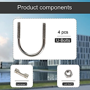 Aopin Stainless Steel U-Bolt 1/4"(D) x 1-5/8"(W) X 2-1/2"(L) Steel Antenna Clamps Boat Trailer Replacement U-Bolt with Accessories Nut, Baffle, Spring Release Washer.4Pcs