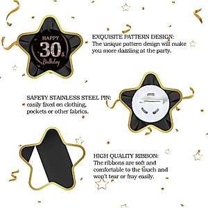Black Happy 30th Birthday Tinplate Badge Pin, Black Rosette It's My 30th Birthday Button, Diamond 30th Birthday Award Badge Pin, Thirty Years Old Birthday Party Decorations