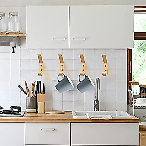 MRYUWB 4 Pcs Nature Wooden Coat Hooks Wall Mounted, Vintage Single Wall Wood Hook, Wood Wall Storage Organizer Hangers for Hats, Coats, Backpack (Natural Color)