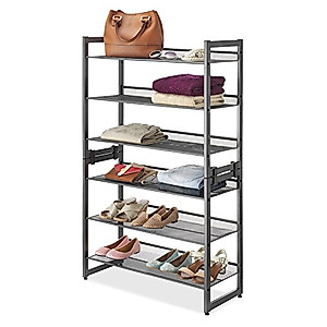 Whitmor Steel Mesh 3-Tier Shoe Rack, Gunmetal Gray