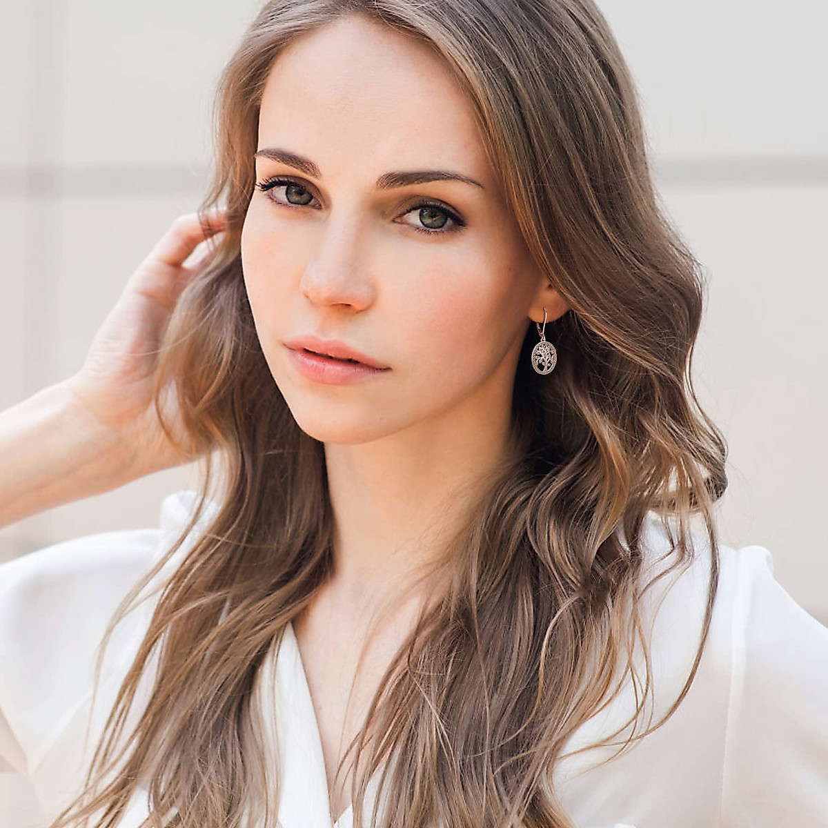 YL Tree Earrings 925 Sterling Silver Tree of Life Dangle Drop Earring Round AAA Cubic Zirconia Leverback Jewelry for Women