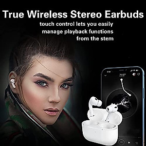 True Wireless Earbuds Bluetooth 5.3 Noise Cancelling IPx7 Waterproof Wireless Charging Case Immersive Sound Deep Bass Touch Earphones with Mic Sport Headset for iPhone/Android.