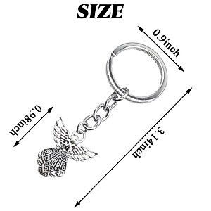 RONYOUNG 50PCS Silver Tone Guardian Angel Charm Keychain Key Ring, 3.14