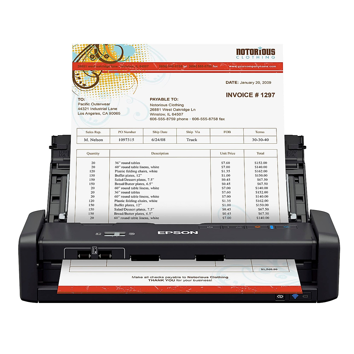 Epson ES-300WR Wireless Color Portable Duplex Document Scanner Accounting Edition for PC and Mac, Auto Document Feeder (ADF)