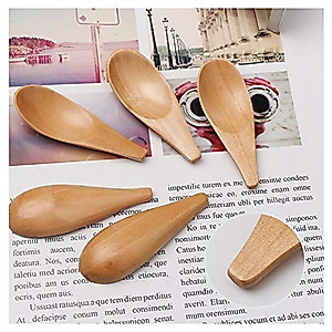 5 Pieces Mini Wooden Spoons, Small Salt Spoon with Short Handle Mini Wood Scoop for Spice Jars Tea Coffee Milk Powder, Natural Color