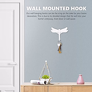 Cabilock 3 Sets Dragonfly Hook Cartoon Wall Hook Coat Hanger Animal Wall Hooks Dragon Fly Coat Hook Decorative Coat Hook Outdoor Decor Key Hanging Hook Hang Towel Clothes Wrought Iron White