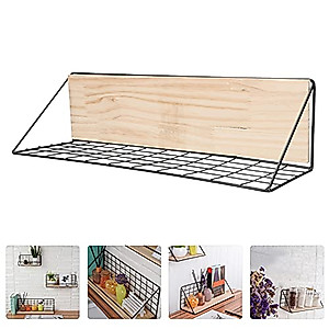 Cabilock 1pc Storage Rack Wire Wall Organizer Organizing Holder Shelves Wall Mounted Practical Wall Shelf Succulent Wall Rack Black Wire Sundries Rack Storage Shelves Solid Wood
