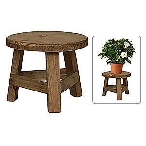 LVOERTUIG Wooden Mini Stool Display Stand, Decorative Round Wood Pedestal Stool Plant Pot Riser, 7inch Mini Plant Stand Potted Plant Shelf Succulents Bonsai Rack (1pcs, Wood Color(7x6 inches))