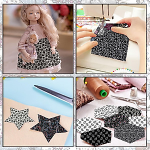 Ganeen 40 Pcs 20" x 20" Quilting Cotton Fabric Squares Patchwork Fabrics Cotton Printed Craft Fabric Patchwork Bundles Quilting Fabric Craft Fat Quarters for DIY Sewing Cloths Craft Patchwork(Black)