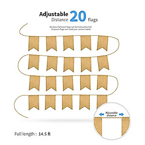 Purture 20Pcs Burlap Banner, 14.5 Ft Swallowtail Flag, DIY Hand Painted Decoration for Holidays, Camping, Wedding and Party, New Year Decorations, Merry Christmas Banner, Indoor Christmas Decoration