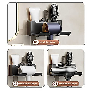 Qiopertar Wall-Mounted Hair Dryer Holder for Bathroom,Hair Styling Tool Organizer That Saves Space and Holds Hairdryer, and Curling Wand Home