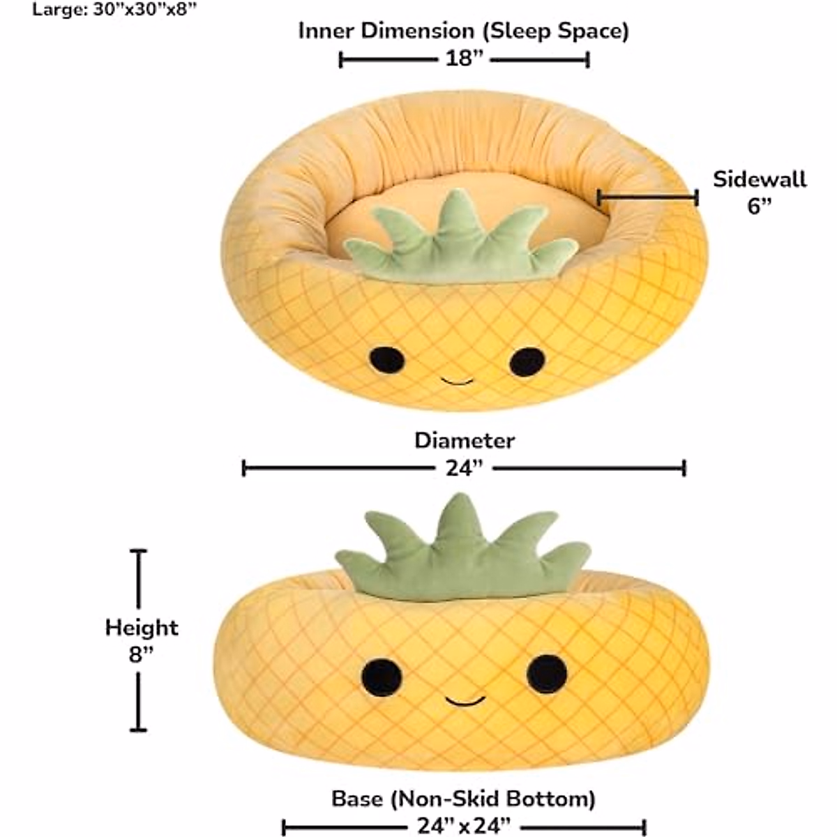 Squishmallows 20-Inch Maui Pineapple Pet Bed - Small Ultrasoft Official Squishmallows Plush Pet Bed