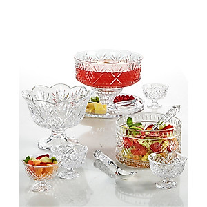 Set of 3 Crystal Clear Salad Bowl Serving Set, Salad Serving Utensils Included Large Serving Dish.