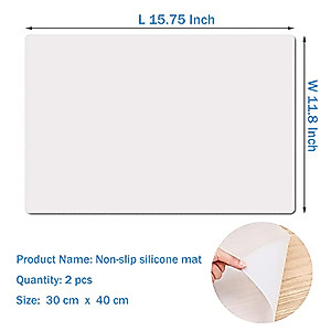 Silicone Placemats for Crafts, Non-Slip Heat Resistant, Reusable Silicone Kids Mat for Jewelry, Epoxy Resin,Glitter Slime, DIY Sheet, Pastry Dough, (2/Pack) Clear Refrigerator Pad, 11.8×15.7In