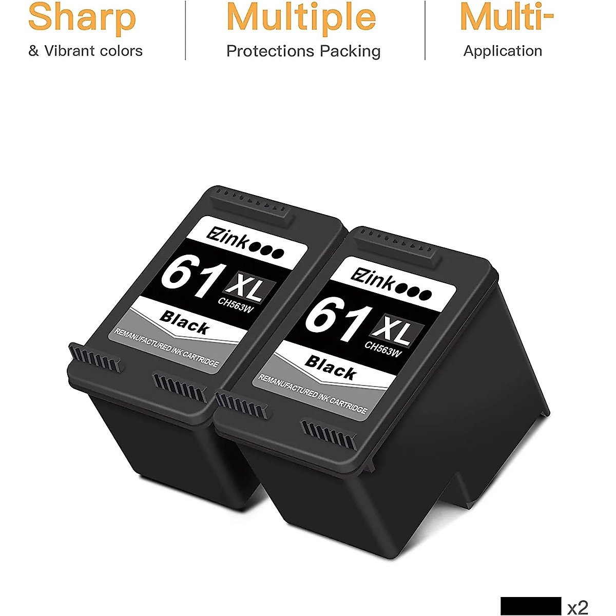E-Z Ink (TM Remanufactured Ink Cartridge Replacement for HP 61XL 61 XL High Yield for HP Envy 4500 4502 5530 DeskJet 2512 1512 2542 2540 2544 3052a 1055 2548 OfficeJet 4630 Printer (2 Black,2Pack)