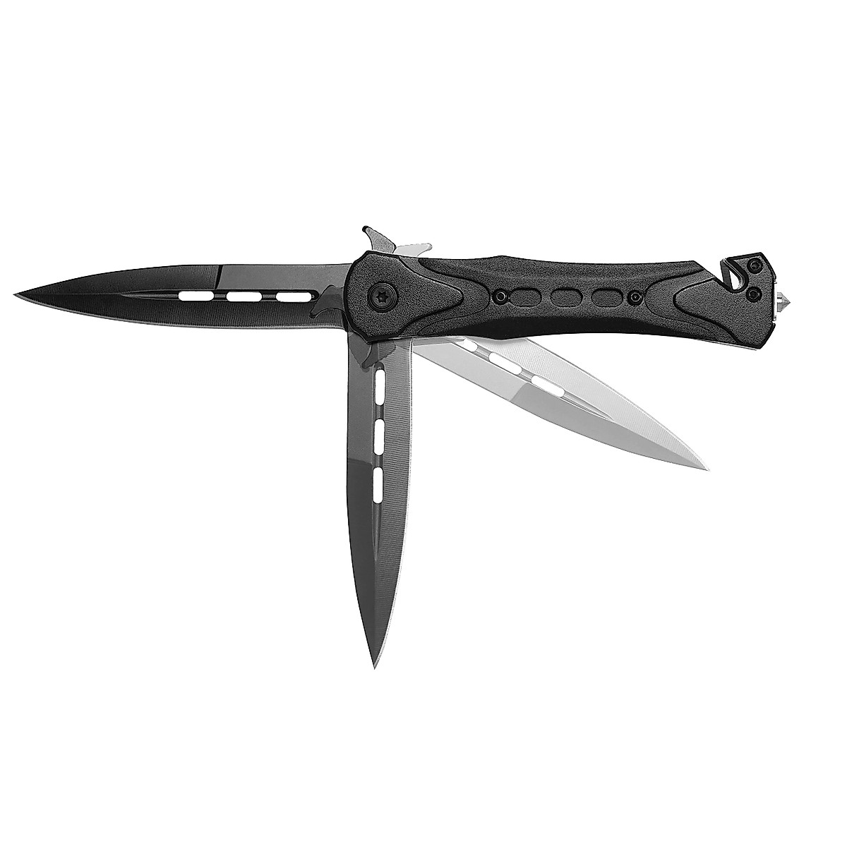 RGNINE 2 Pack Pocket Hunting knives Folding Knife With 3.25" Stainless Steel Black Blade - Pack Of 2