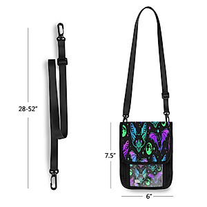 Vnurnrn Multicolored Bright Bats Crossbody Cellphone Purse, Phone Purse Crossbody for Women, Phone Bag Small Shoulder Wallet Purse with Card Slots,6 x 7.5 inch