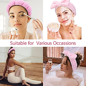 Chanaco Spa Wristband and Pink Puffy Sponge Makeup Headband Set for Face Washing, Skin Care, Teen Girl Gifts