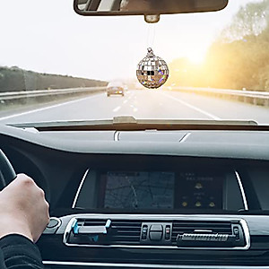 Disco Balls Ornaments Decoration, 50Pcs 1.2 Inch Mirror Disco Balls Sets Car Accessory Hanging on Rearview Mirror Disco Balls Bright Reflective for Christmas, Wedding, Holiday, Birthday Party (B)