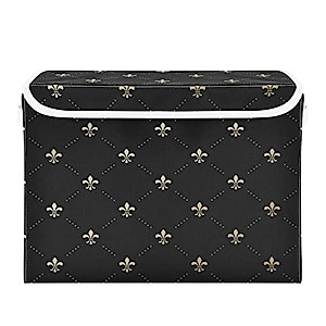 Kigai Mardi Gras Pattern Storage Bins with Lids and Handles 17x13x12 In Foldable Fabric Storage Basket Toys Clothes Organizer for Shelves Closet Home Bedroom Office