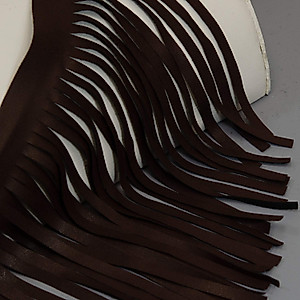 Trims by the Yard 6" Matte Finish Vegan Leather Fringe Trim, Dark Brown (5 Yard Cut)