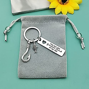 Father's Day Gift Fishing Keychain Gift for Dad Husband Boyfriend Grandpa Fisherman Anniversary Valentines Gifts Christmas Birthday Gifts for Men