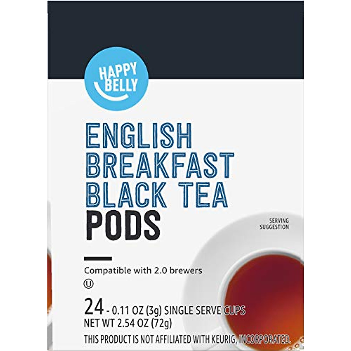 Amazon Brand - Happy Belly Tea Pods, English Breakfast, 24 Count, Compatible with 2.0 K-Cup Brewers