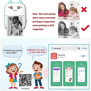 TVAIGER Portable Mini Printer, Inkless Thermal Sticker Printer, Wireless Bluetooth Photo Printer with 6 Rolls Printing Paper for Sticker, Label, Text Memo, Receipt, Photo Printers (Blue)