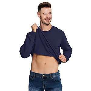 Boladeci Mens Sweatshirts Crewneck Fleece Lined Pullover Essentials Plain Soft Warm Winter No Hood Blank Navy Long Sleeve Shirts for Men Athletic Tops