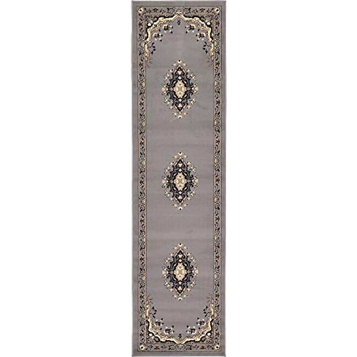 Unique Loom Reza Collection Traditional Persian Style Area Rug, 2 ft 2 in x 8 ft 2 in, Gray/Ivory