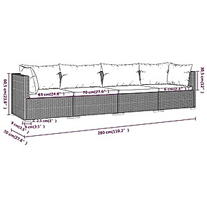 qiangxing Patio Furniture Set 4 Piece with Cushions Outdoor Patio Furniture Outdoor Furniture Sets Patio Sectional Outdoor Seating Poly Rattan Black 3101423